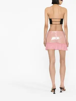 NENSI DOJAKA Floral Appliqué Halterneck Cropped Top