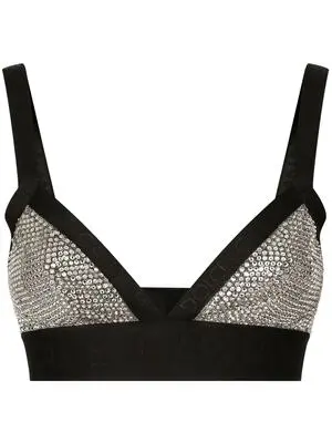 Dolce & Gabbana Kim Rhinestone-embellished Triangle Bra - Black