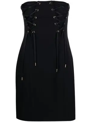 Pinko Lace-up Strapless Mini Dress