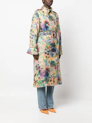 BENJAMIN BENMOYAL Floral-jacquard Midi Coat