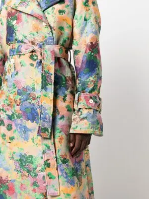 BENJAMIN BENMOYAL Floral-jacquard Midi Coat