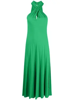 Polo Ralph Lauren Halterneck Flared Midi Dress - Green