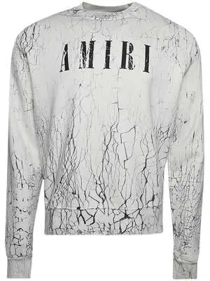 Amiri Cracked Logo Print Cotton Sweatshirt - White