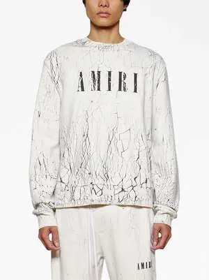 Amiri Cracked Logo Print Cotton Sweatshirt