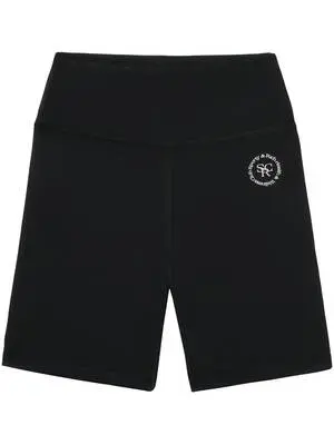 SPORTY & RICH N.02 Embroidered-logo Shorts - Black