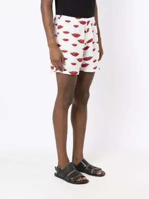AMIR SLAMA Lips-print Cotton Shorts