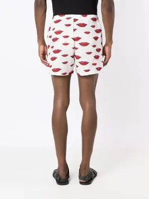 AMIR SLAMA Lips-print Cotton Shorts