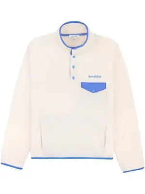 SPORTY & RICH Serif Logo-embroidered Polar Sweatshirt