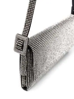 Benedetta Bruzziches Crystal-embellished Foldover Shoulder Bag - Black
