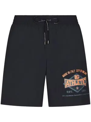 Dolce & Gabbana Athletic-print Swim Shorts - Black