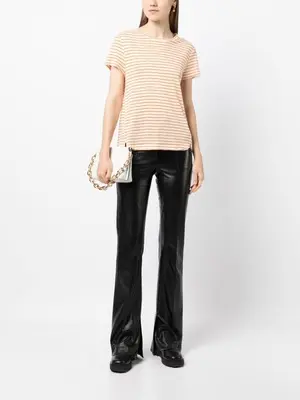 FRAME Striped Organic-linen T-shirt - Neutrals