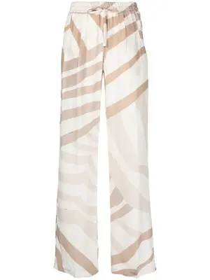 Kiton Abstract-print Silk Trousers