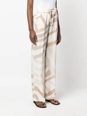 Kiton Abstract-print Silk Trousers