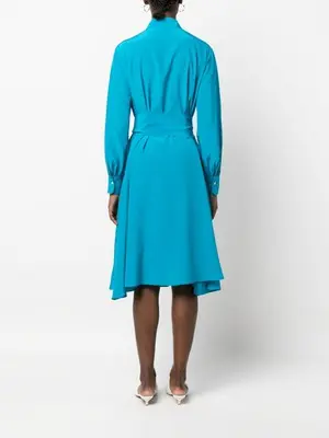 Kiton Pussy-bow Silk Midi Dress