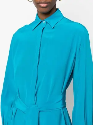 Kiton Pussy-bow Silk Midi Dress