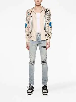Amiri Mx1 Ripped Skinny Jeans - Blue