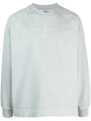 Stone Island Logo-embroidered Cotton Sweatshirt - Blue