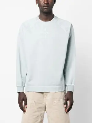 Stone Island Logo-embroidered Cotton Sweatshirt - Blue