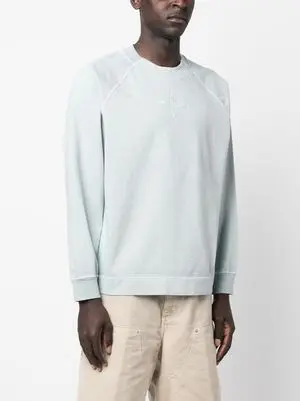 Stone Island Logo-embroidered Cotton Sweatshirt - Blue