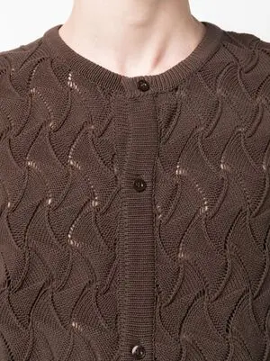 ROBYN LYNCH Wave Cable-knit Cardigan - Brown