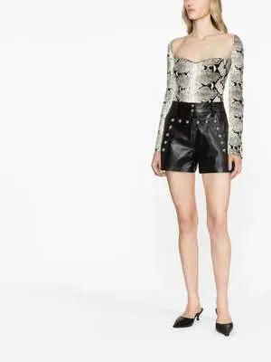 Khaite Maddy Snake-effect Jacquard-knit Bodysuit - Green