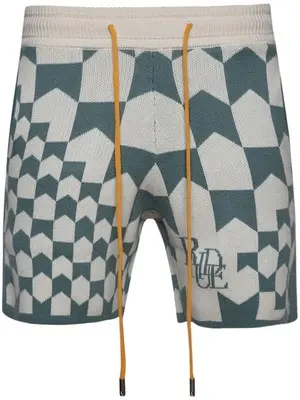 Rhude Racing Monogram-knit Shorts - Neutrals