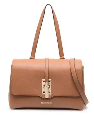 Moschino Grained Leather Shoulder Bag - Brown