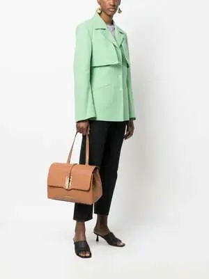 Moschino Grained Leather Shoulder Bag - Brown