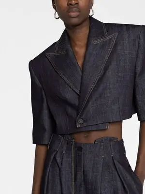 THE MANNEI Aspos Cropped Denim Blazer