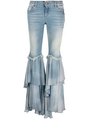 Blumarine Flared Ruffle-trimmed Jeans