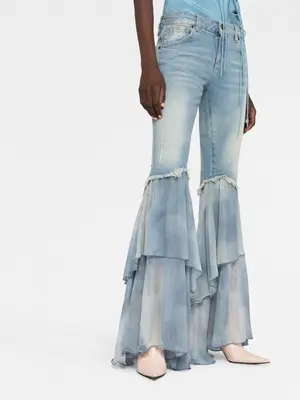Blumarine Flared Ruffle-trimmed Jeans