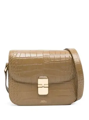 A.p.c. Grace Crocodile-effect Crossbody Bag Brown