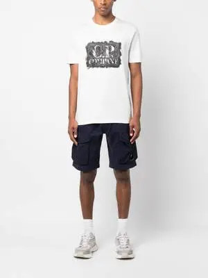C.P. COMPANY Lens-detail Cotton Cargo Shorts - Blue