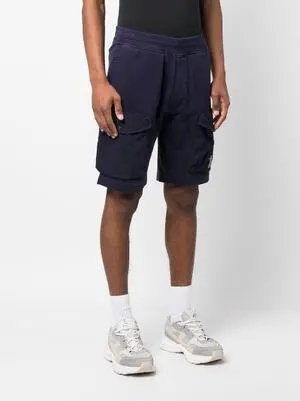 C.P. COMPANY Lens-detail Cotton Cargo Shorts - Blue
