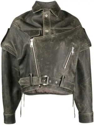 MANOKHI Cropped Leather Jacket