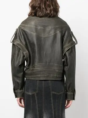 MANOKHI Cropped Leather Jacket
