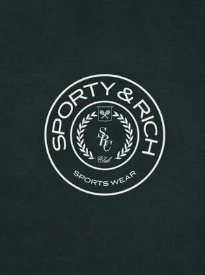 SPORTY & RICH Connecticut Crest Cotton Sweatshirt - Green