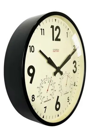 CLOUDNOLA Factory Outdoor Wall Clock & Weather Station - Black