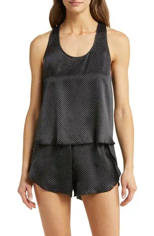 Lunya Racerback Washable Silk Short Pajamas Black Ellipsis