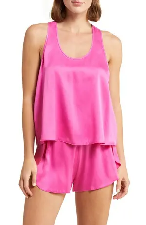 Lunya Racerback Washable Silk Short Pajamas Caffeinated Pink