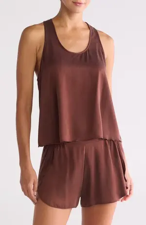 Lunya Racerback Washable Silk Short Pajamas Dozing Umber