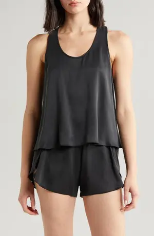 Lunya Racerback Washable Silk Short Pajamas - Immersed Black
