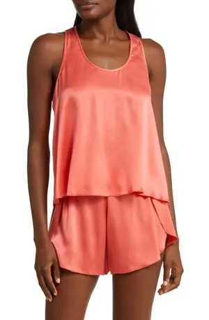 Lunya Racerback Washable Silk Short Pajamas Outro Coral