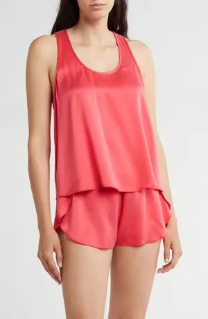 Lunya Racerback Washable Silk Short Pajamas - Rapturous Flamingo