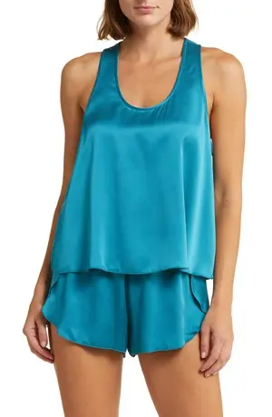 Lunya Racerback Washable Silk Short Pajamas Slope Teal