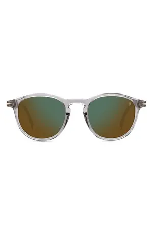 DB EYEWEAR BY DAVID BECKHAM David Beckham Eyewear Round Frame Sunglasses Grey/ Green Mirror