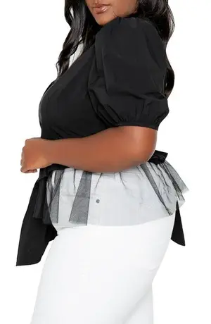 BUXOM COUTURE Asymmetric Peplum Blouse
