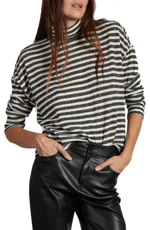 Sanctuary Nikolai Metallic Stripe Cowl Neck Top