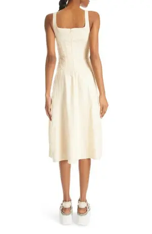 Chloé Vertical Dart Linen Midi Dress