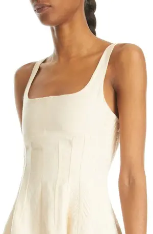 Chloé Vertical Dart Linen Midi Dress